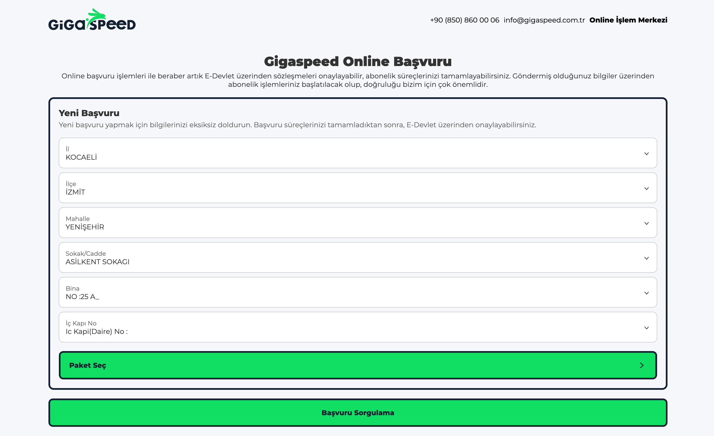 Gigaspeed Online Başvuru